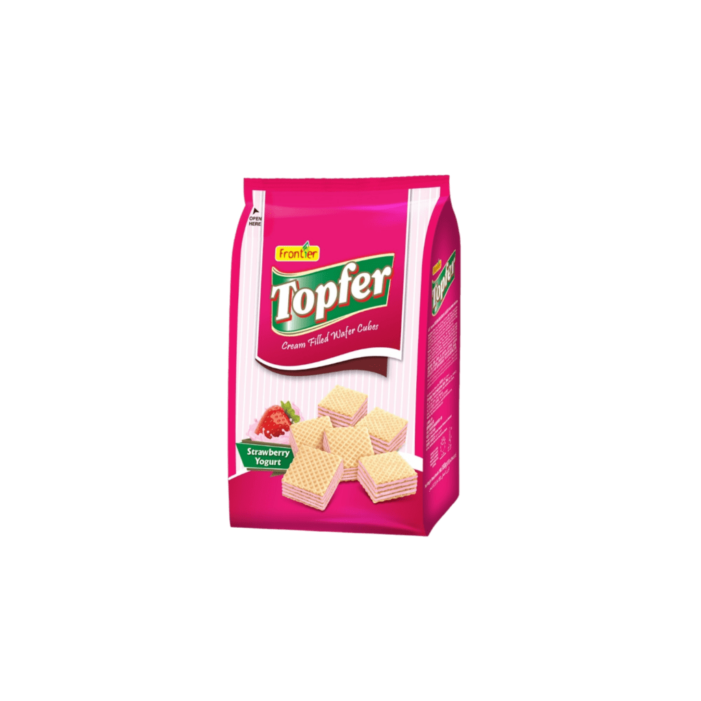 Topfer Strawberry Cream Filled Wafer Cubes – PT. Food Lintas Samudra